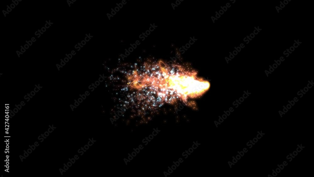 The hot energy of the flash particles collide and mix on a black ...