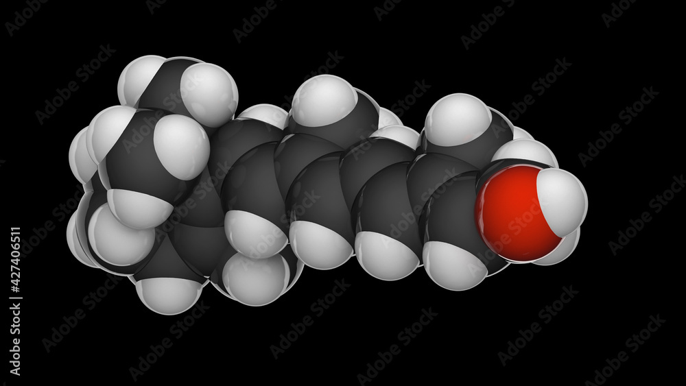 Vitamin A(Retinol). Found in food and used as a dietary supplement. 3D ...