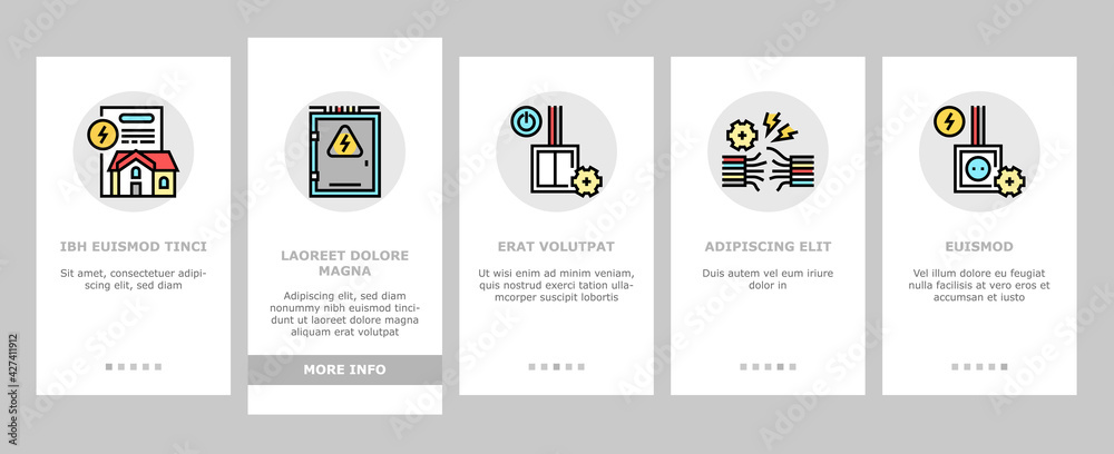 Electrical Installation Tool Onboarding Mobile App Page Screen Vector ...