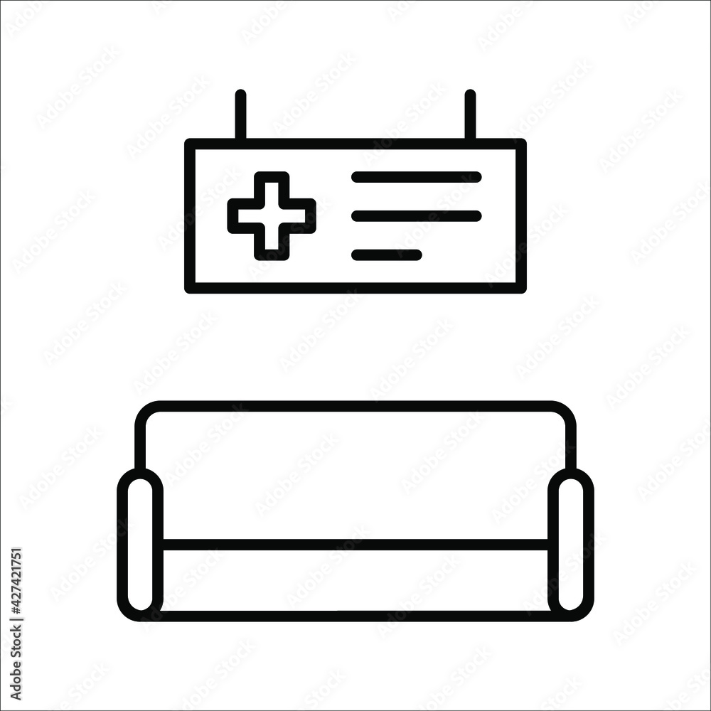 Waiting room vector line icon, linear concept, outline sign, symbol on white background Stock ...