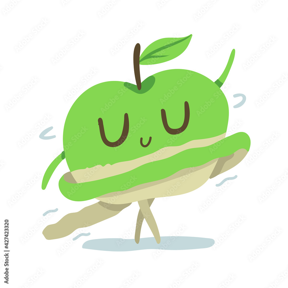 Apple dancing ballet, Cartoon vector illustraion Stock Vector | Adobe Stock