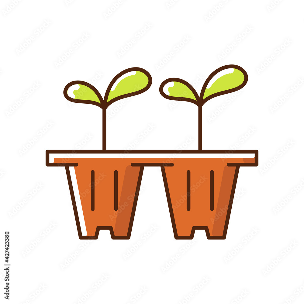 Seedling trays RGB color icon. Temporary containers that hold plants ...