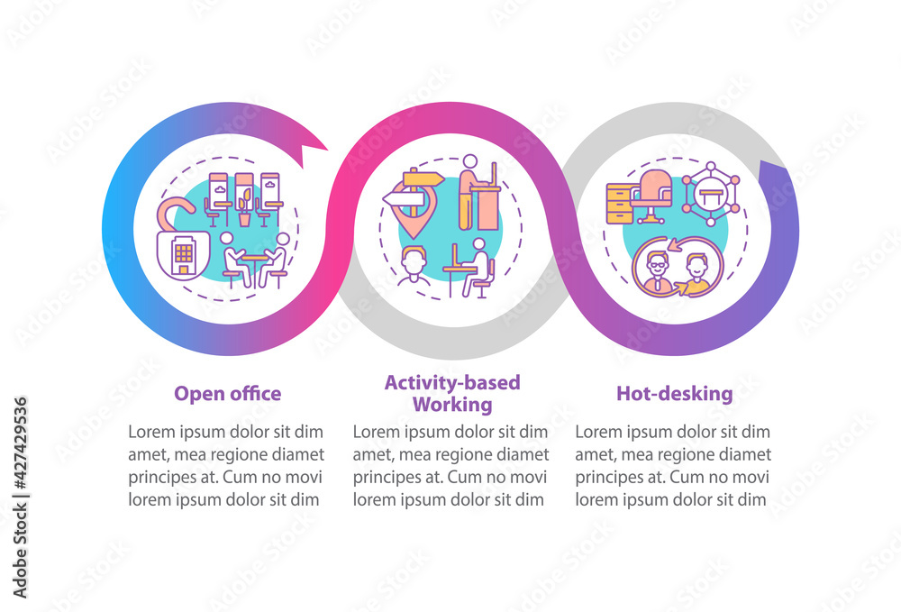 Future office conditions vector infographic template. Open-plan ...