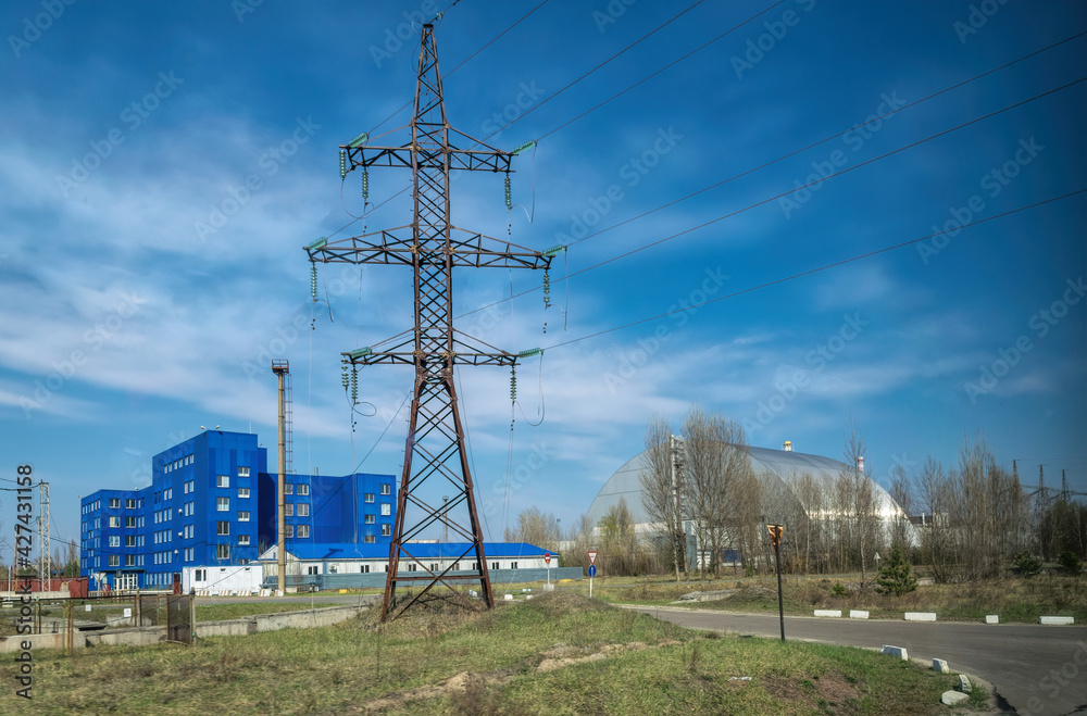 Pripyat city, Kiev region, Ukraine - April 13 2019: metal hangar ...