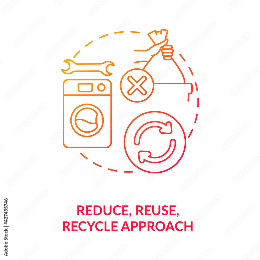 Reduce, reuse, recycle approach concept icon. E-waste reduction ...