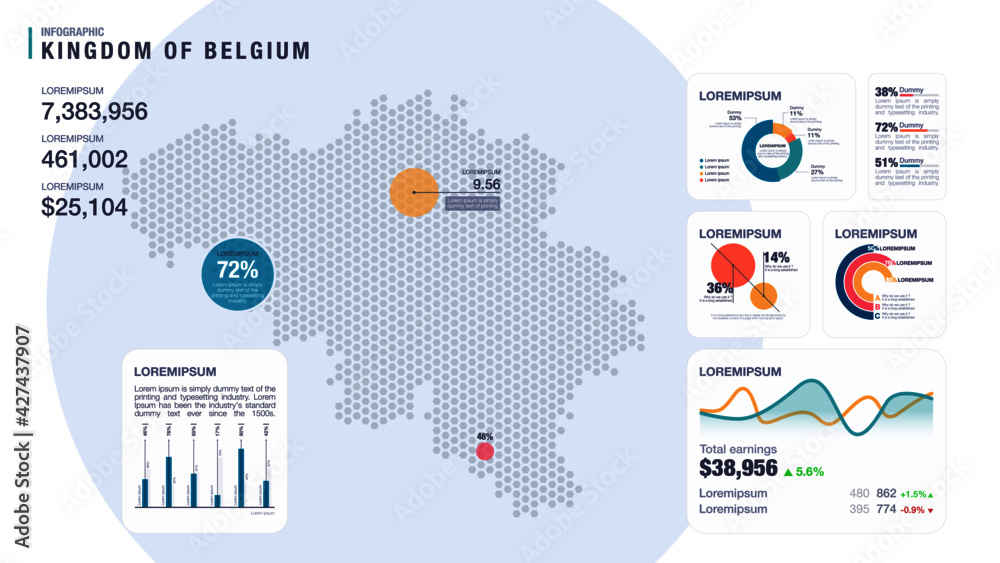 Vetor de Detail infographic vector illustration. Map of Belgium and ...