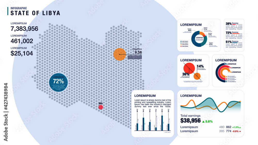 Detail infographic vector illustration. Map of Libya and Infographic ...
