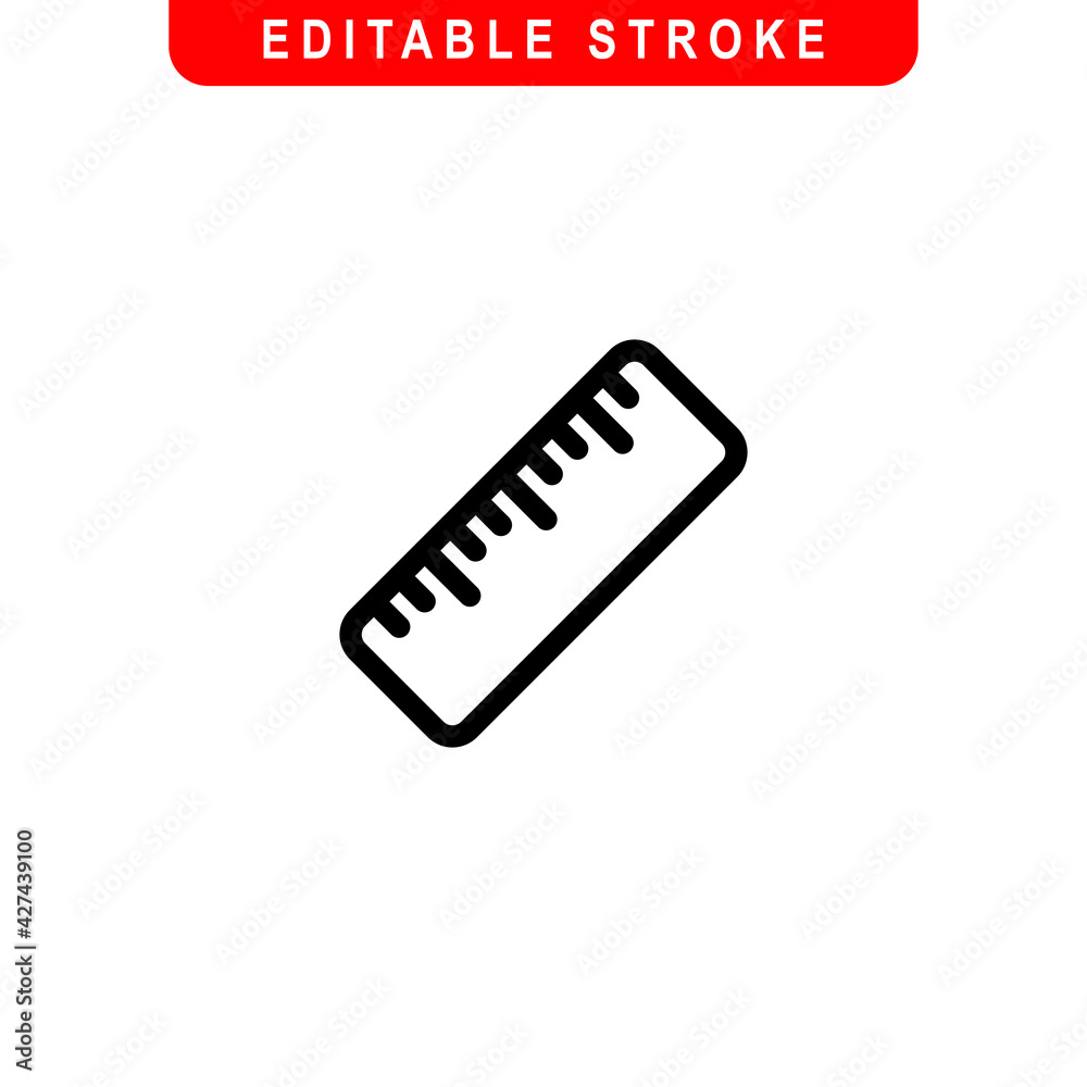 Ruler Outline Icon. Ruler Line Art Logo. Vector Illustration. Isolated ...