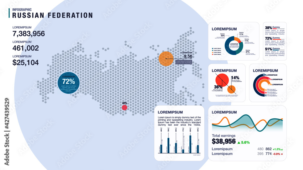 Detail infographic vector illustration. Map of Russia and Infographic ...