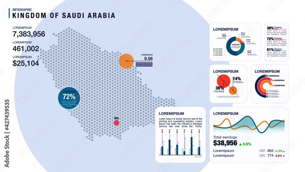 Detail infographic vector illustration. Map of Saudi Arabia and ...