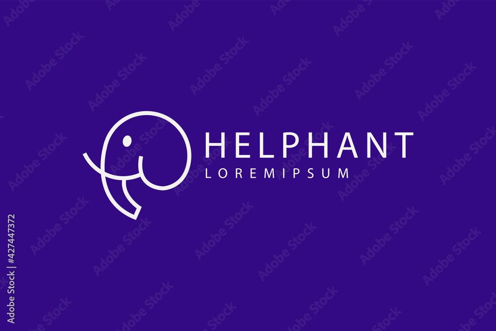Elephant head Logo Design Template. Simple Elephant Icon Line Art ...