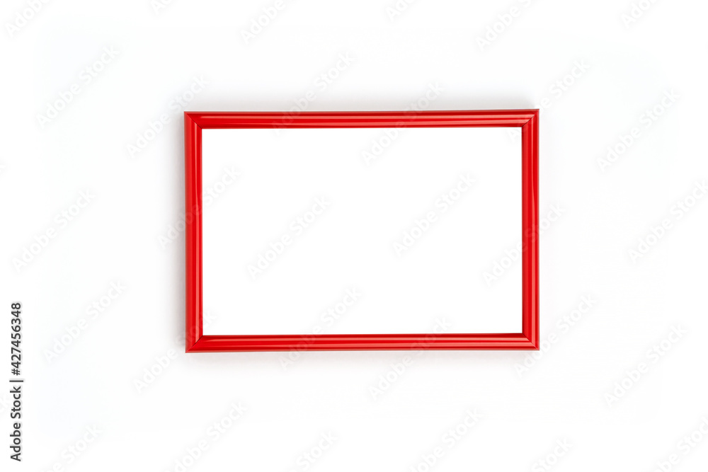 Red frame isolated on white background. Mock up for your design ...