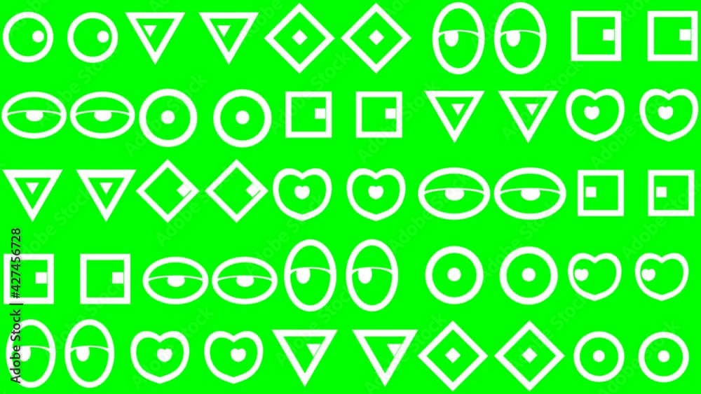 Full screen of cartoon style eye drawings.HD 1080.2D hand drawn ...