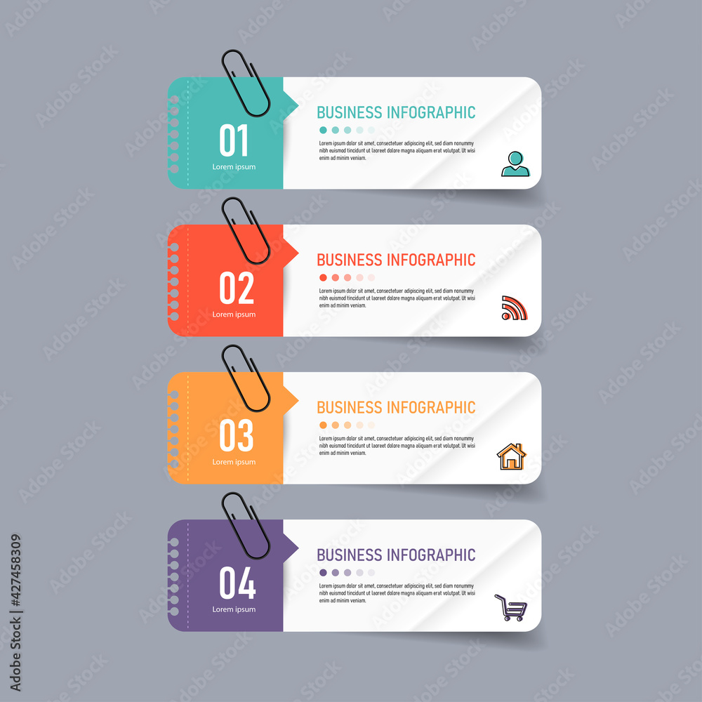 Infographic element with note papers style template . Stock Vector ...