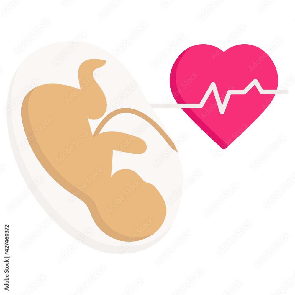 Fetal heartbeat Concept, Ultra Sound Vector Icon Design, In Vitro ...