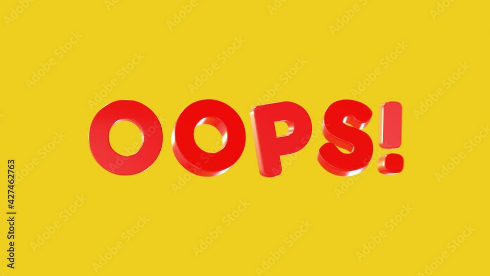 Word oops in 3d cartoon style. Design text element for game, branding ...