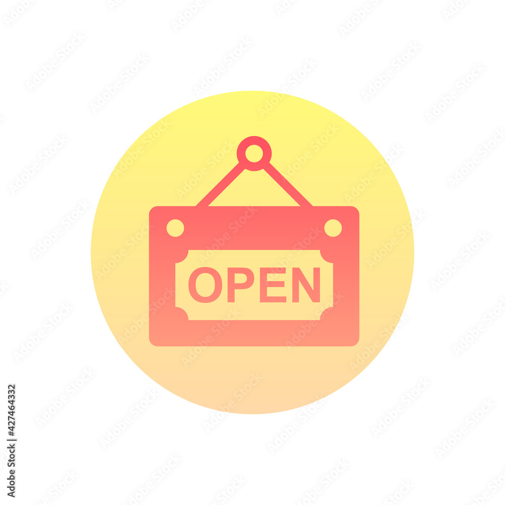 Open Signboard Gradient Round Icon. Hotel and Services Symbol EPS 10 ...