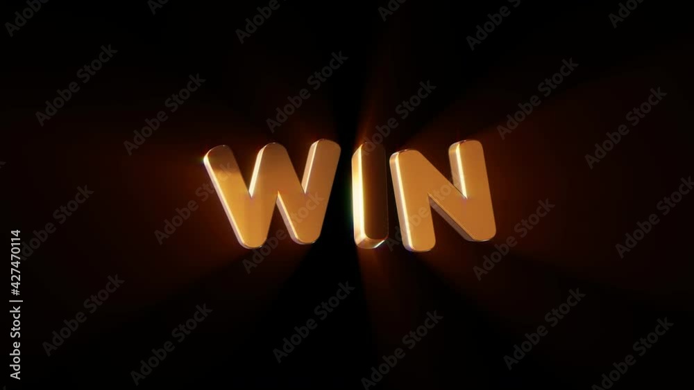 Word win in 3d cartoon style. Design text element for game, branding ...