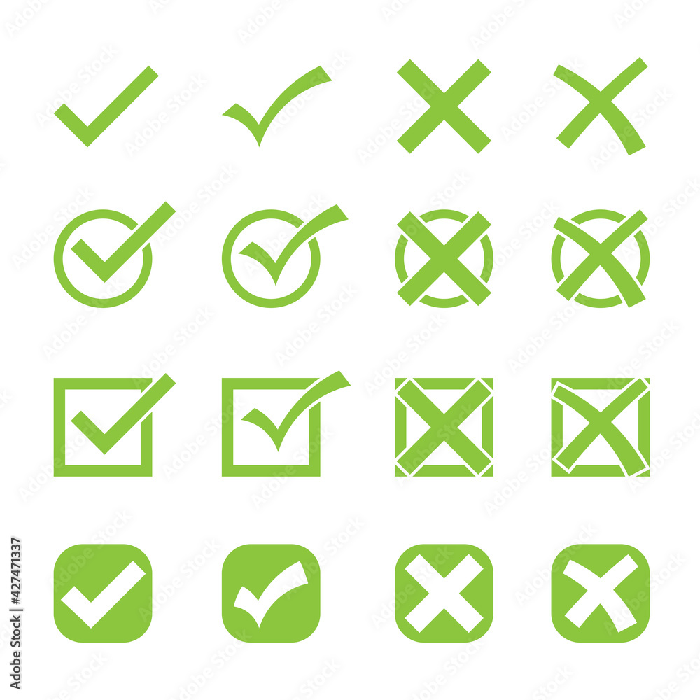check mark or tick symbol icon set vector illustration Stock Vector ...