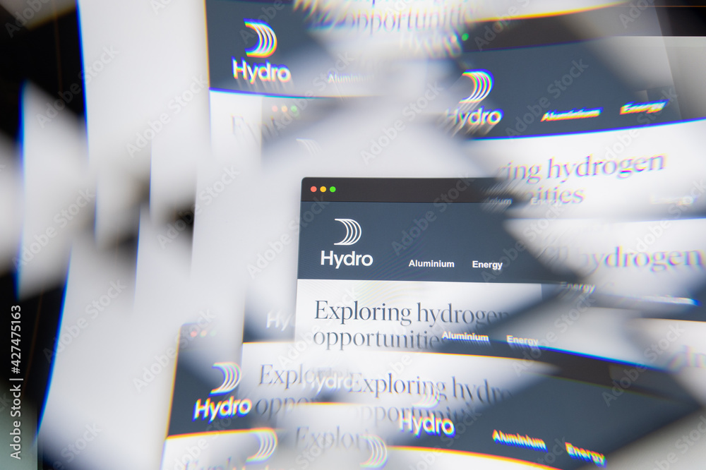 Milan, Italy - APRIL 10, 2021: Hydro logo on laptop screen seen through ...