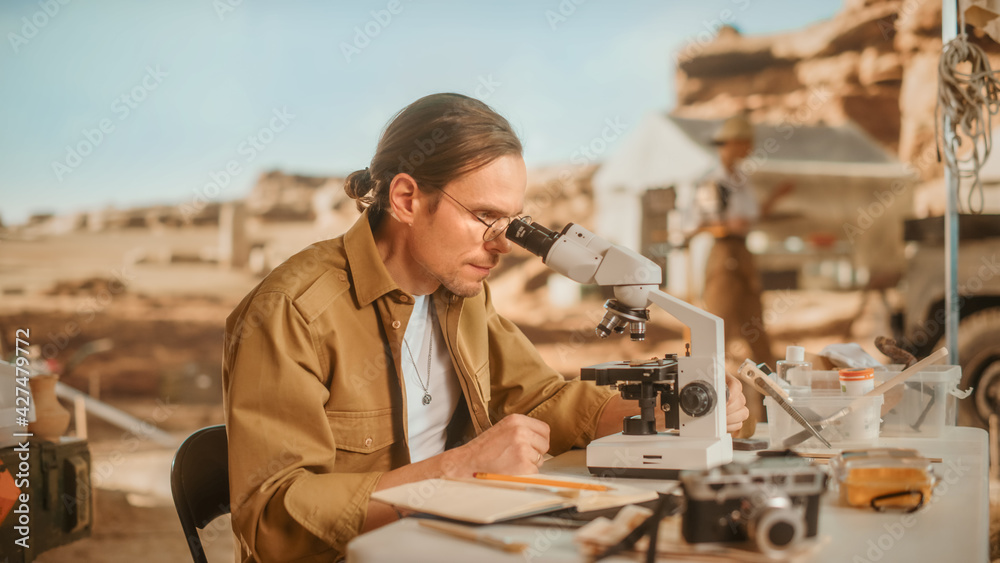Archaeological Digging Site: Male Archeologist Doing Indigenous Culture ...