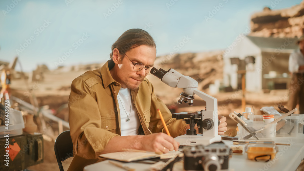 Archaeological Digging Site: Male Archeologist Doing Indigenous Culture ...