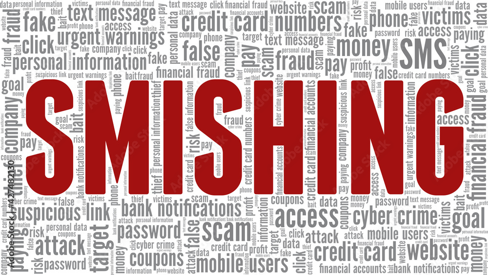 Smishing (SMS Phishing) vector illustration word cloud isolated on a ...