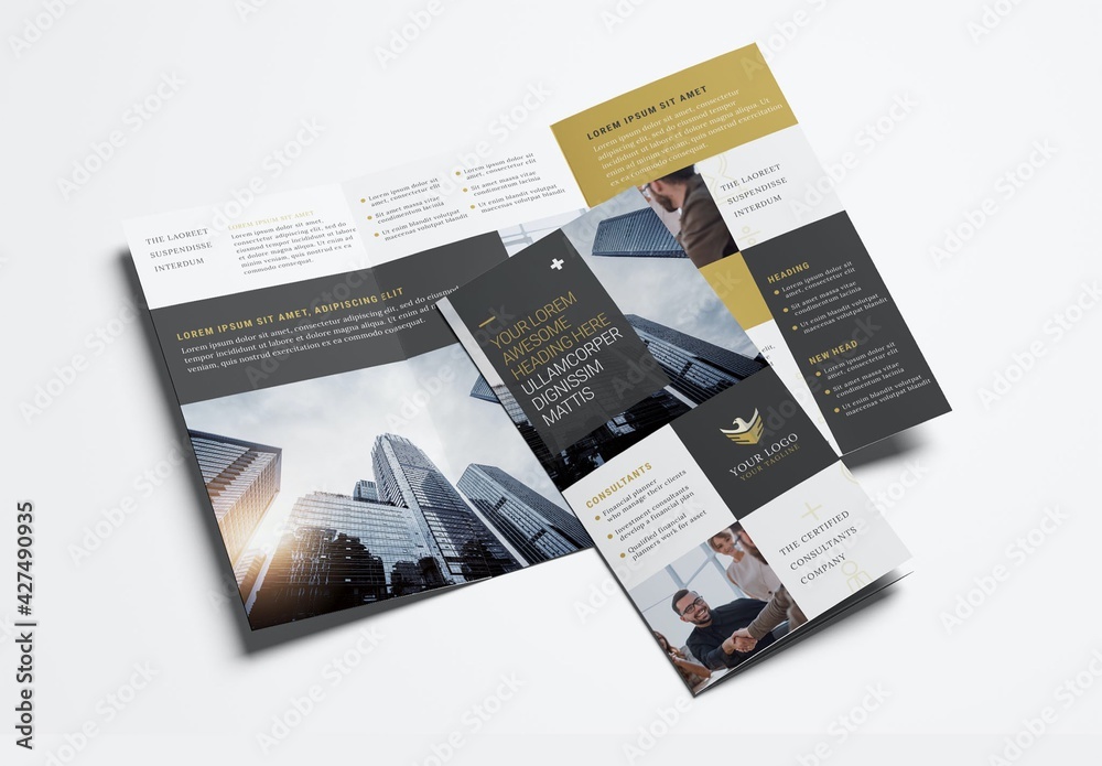 Business Brochure for Investment Consultants with Elegant Black and ...