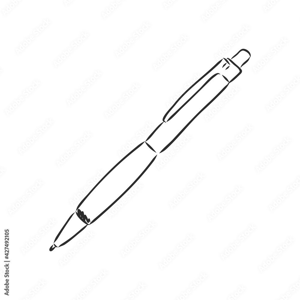pen vector sketch on white background Freehand linear black color hand ...
