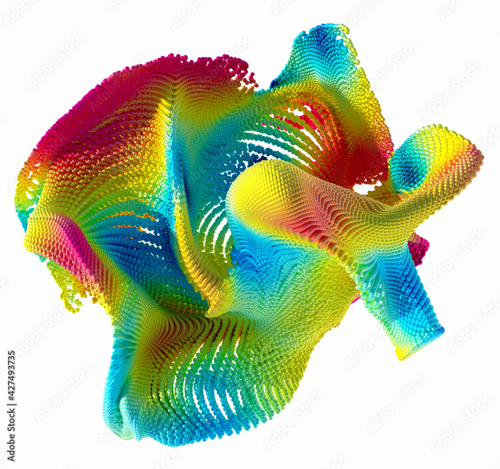 3d render of abstract art with surreal substance in curvy, wavy organic ...