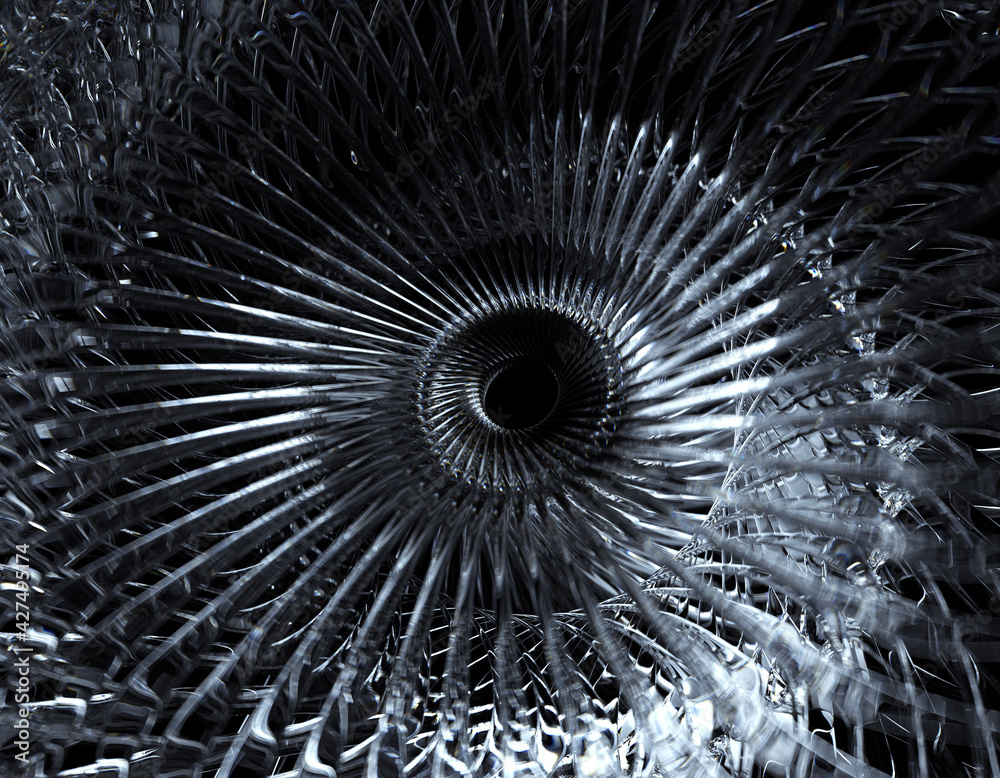 3d render of abstract art black and white industrial 3d background with ...