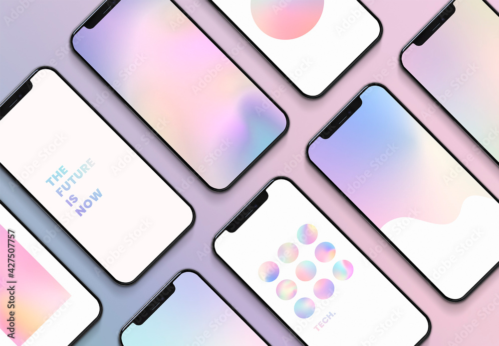 Smartphone Screen Mockup Set Stock Template | Adobe Stock