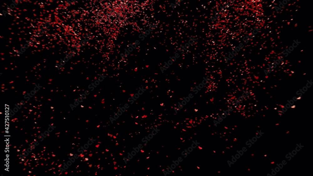 large heart formed of particles of small hearts that disassembles in an ...