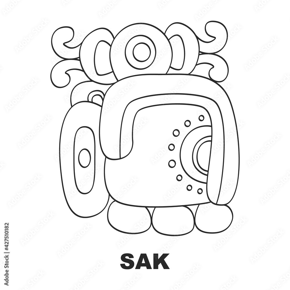 Vector icon with Glyph from Maya Haab calendar. Calendar month symbol ...