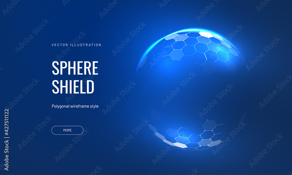 Dome shield geometric vector illustration on a blue background ...