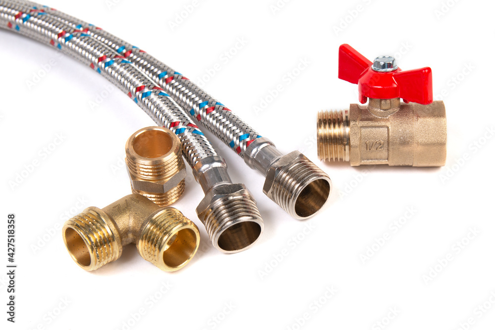 Plumbing gate ball vales and fittings Stock Photo | Adobe Stock