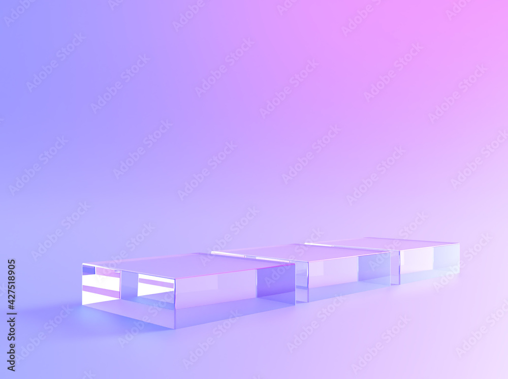 Stand, glass background and crystal cube display, 3d platform. Product ...