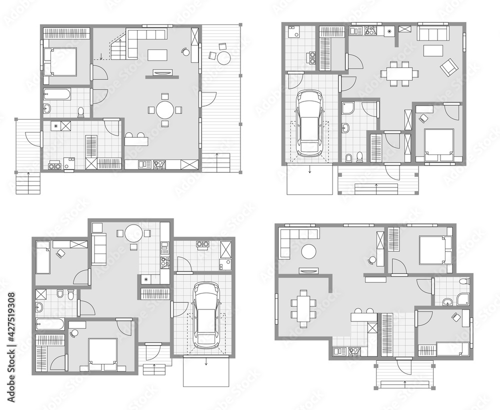 house layout blueprint vector apartment design project Stock Vector ...