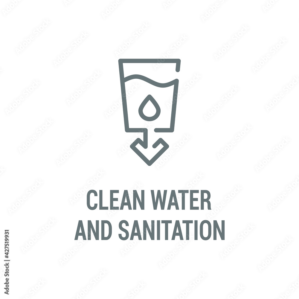 Clean water and sanitation black icon. Corporate social responsibility ...