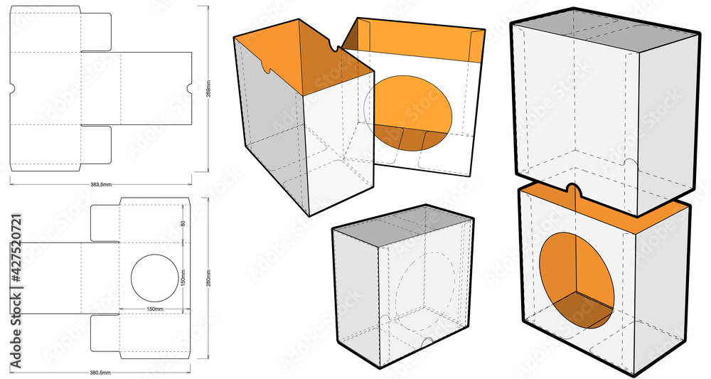 Folding Box and Die-cut Pattern. (Internal measurement 15x8x15cm). The ...