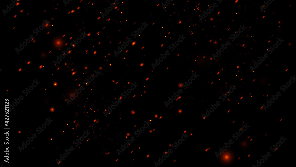 Perfect fire particles embers sparks on isolated black background ...