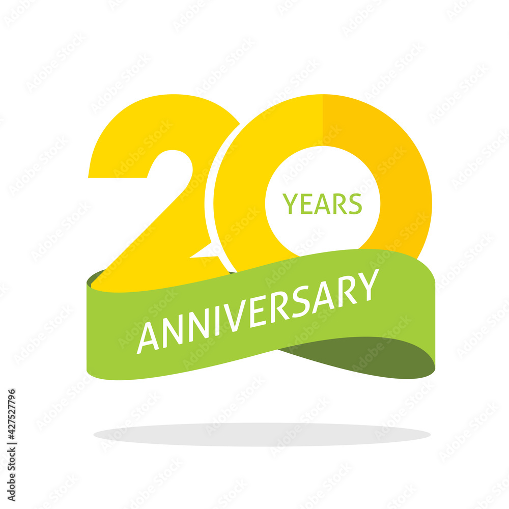 20 years anniversary celebrating vector logo icon in yellow orange ...