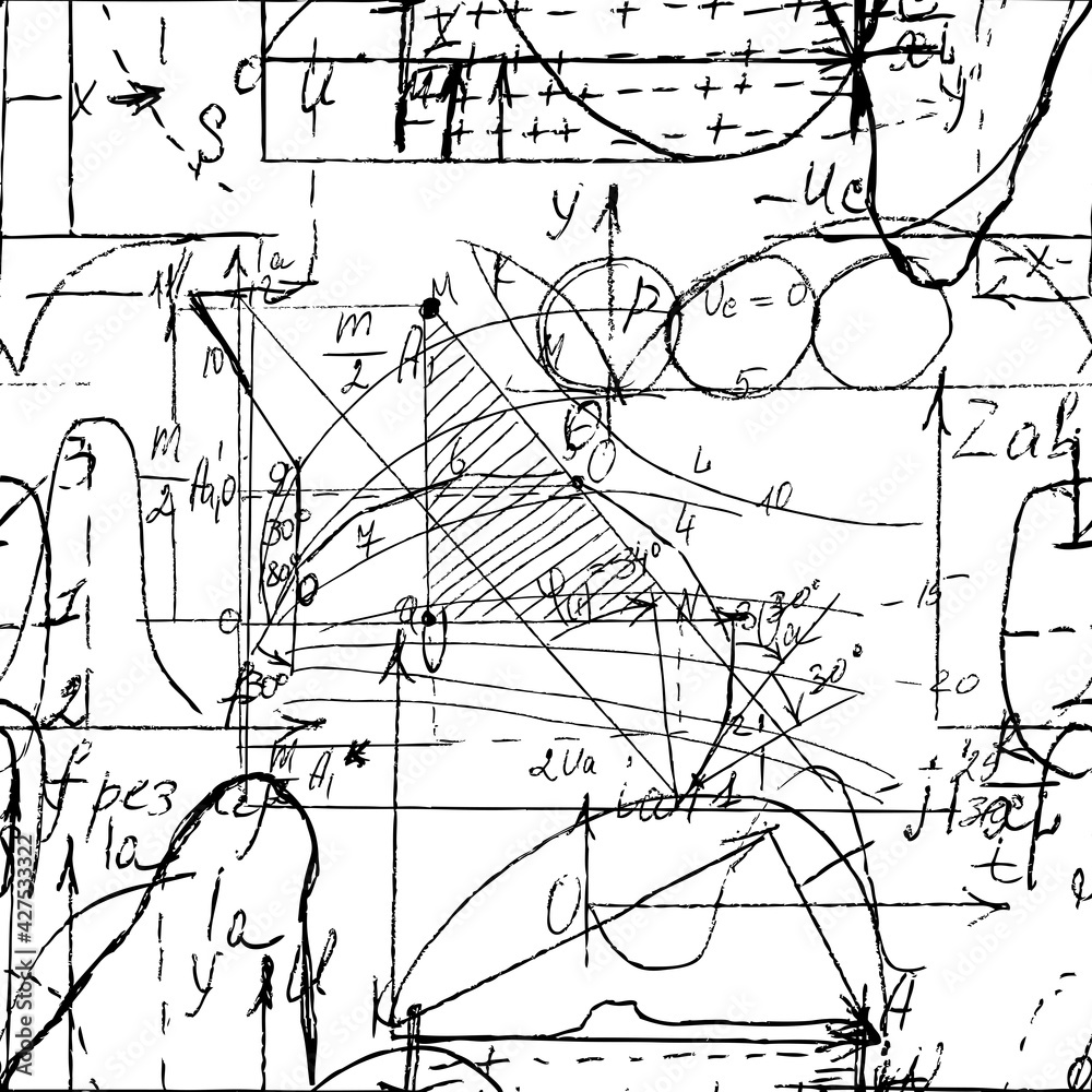 Mathematical seamless texture with handwritten math, algebra and ...