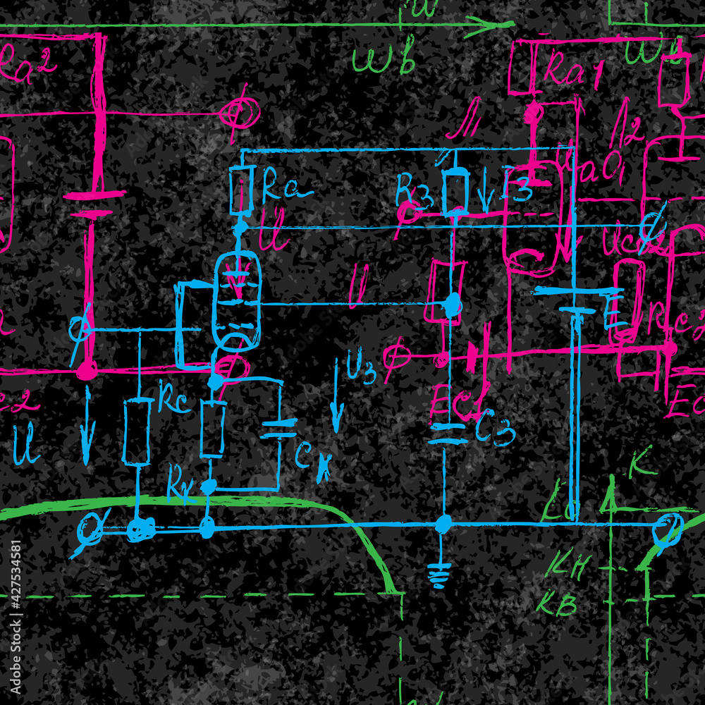 Scientific seamless background with handwritten mathematical and ...