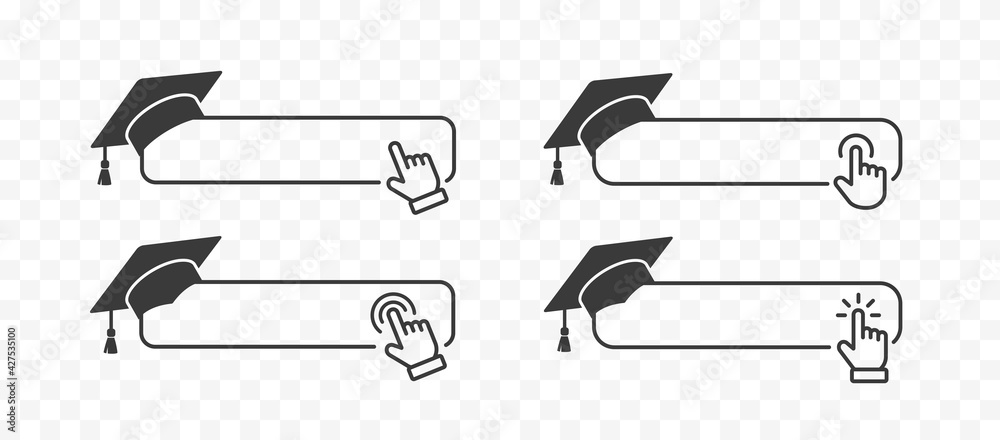Click cursor icon with graduate college, high school or university cap ...