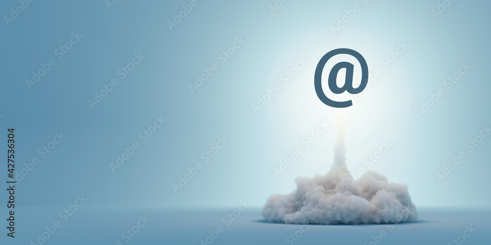 Email symbol explosion, original 3d rendering, technology concepts ...