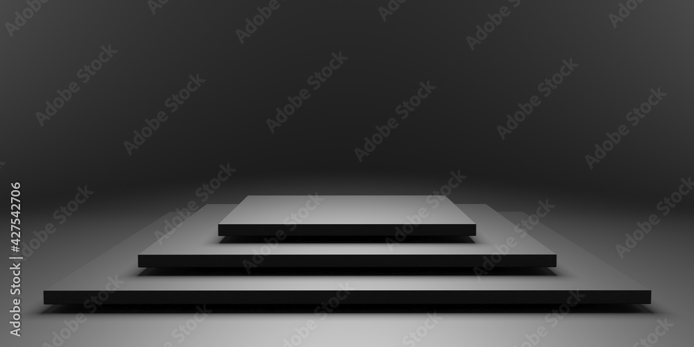 Black stand podium on dark background. Realistic dark platform Stock ...