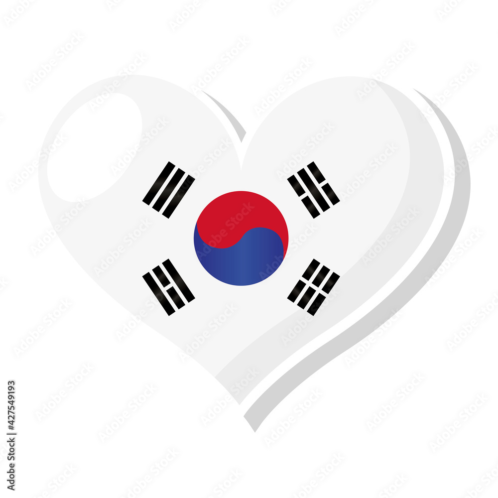 Flag of South Korea in heart shaped - Vector illustration Stock Vector ...