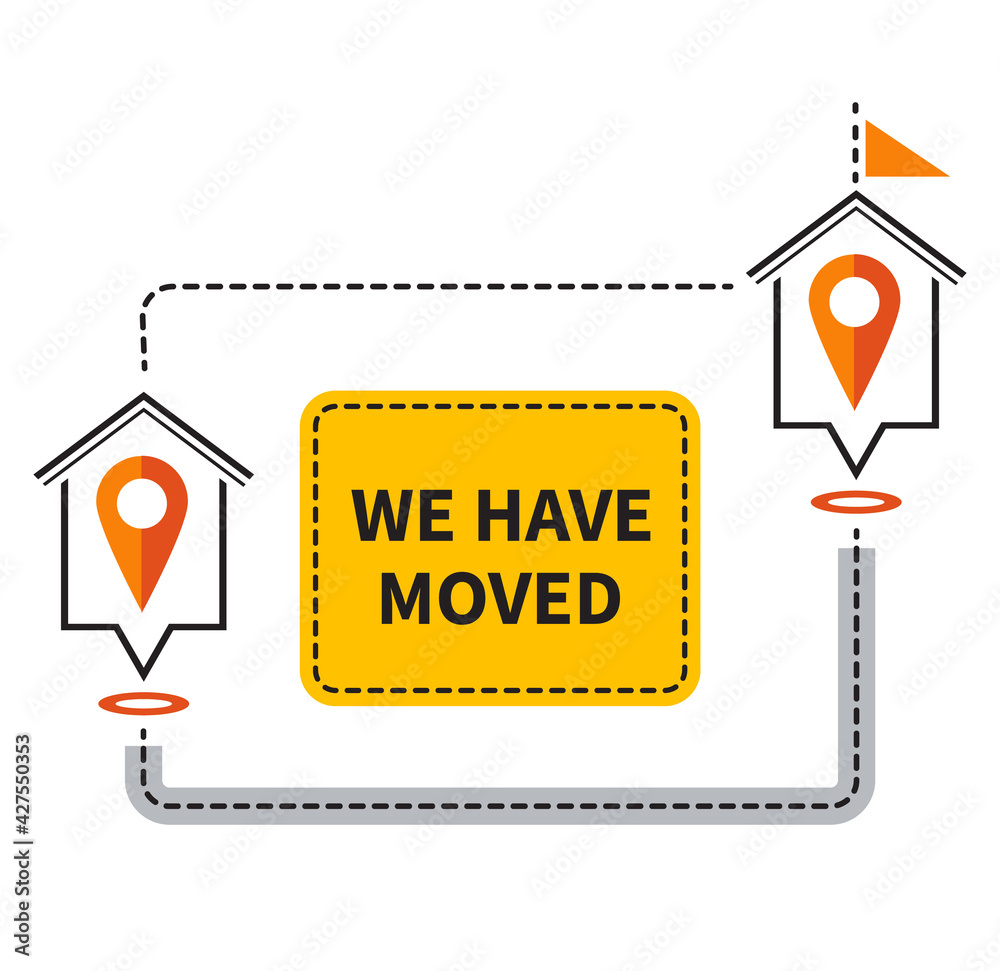We have moved icon. Change address location. Moving office or store to ...
