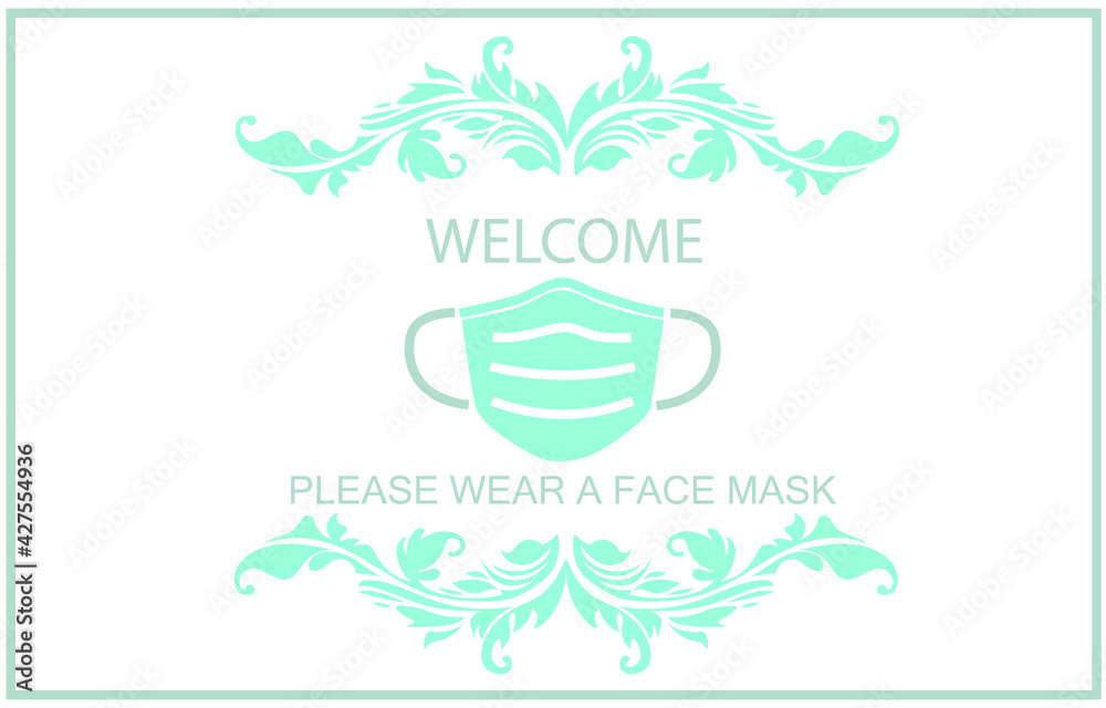 Welcome now open keep social distance and use face mask. Vector ...